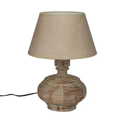 Hello Honey® 18" Whitewashed Reclaimed Wood Pot Table Lamp with Cotton ...