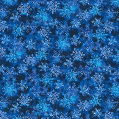 Fabric Traditions Blue Glitter Snowflake Cotton Fabric | Michaels