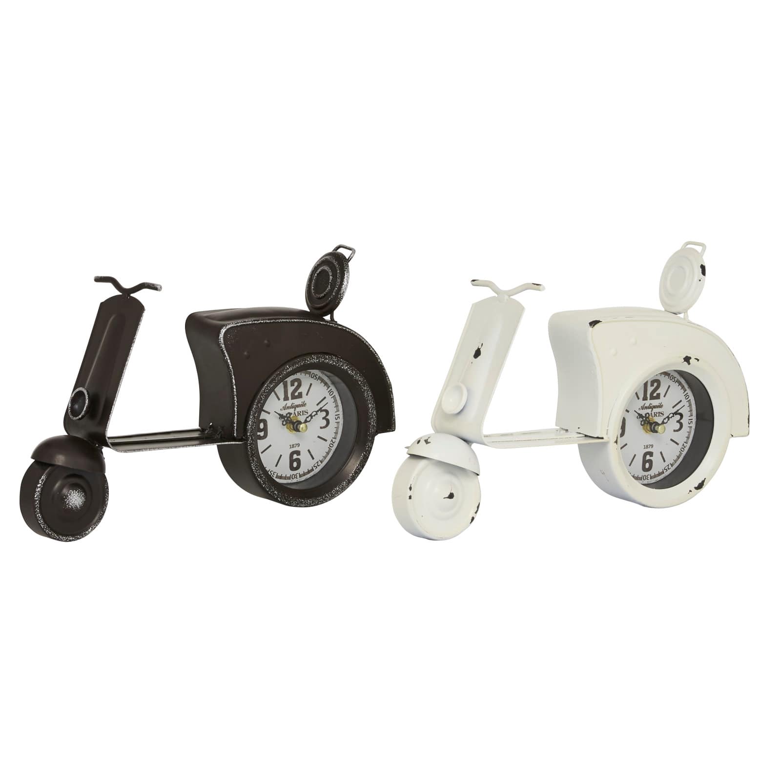 13" Black & White Metal Country Cottage Scooter Clock Set | Michaels