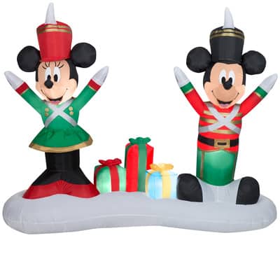 5.5ft. Airblown® Inflatable Christmas Mickey Mouse and Minnie Mouse as ...