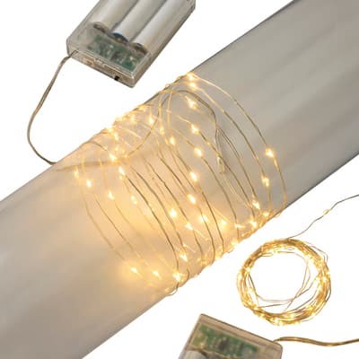 40ct. Warm White LED String Lights with Silver Wire by Ashland®, 2ct ...