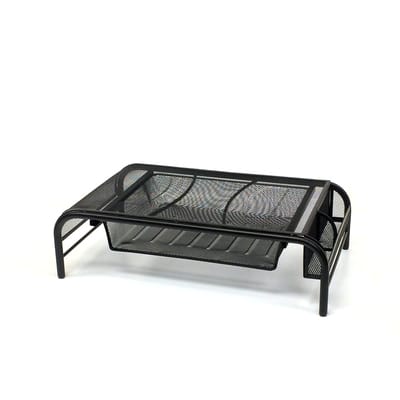 Mind Reader Metal Mesh Monitor Stand & Desk Organizer, Color: Black ...
