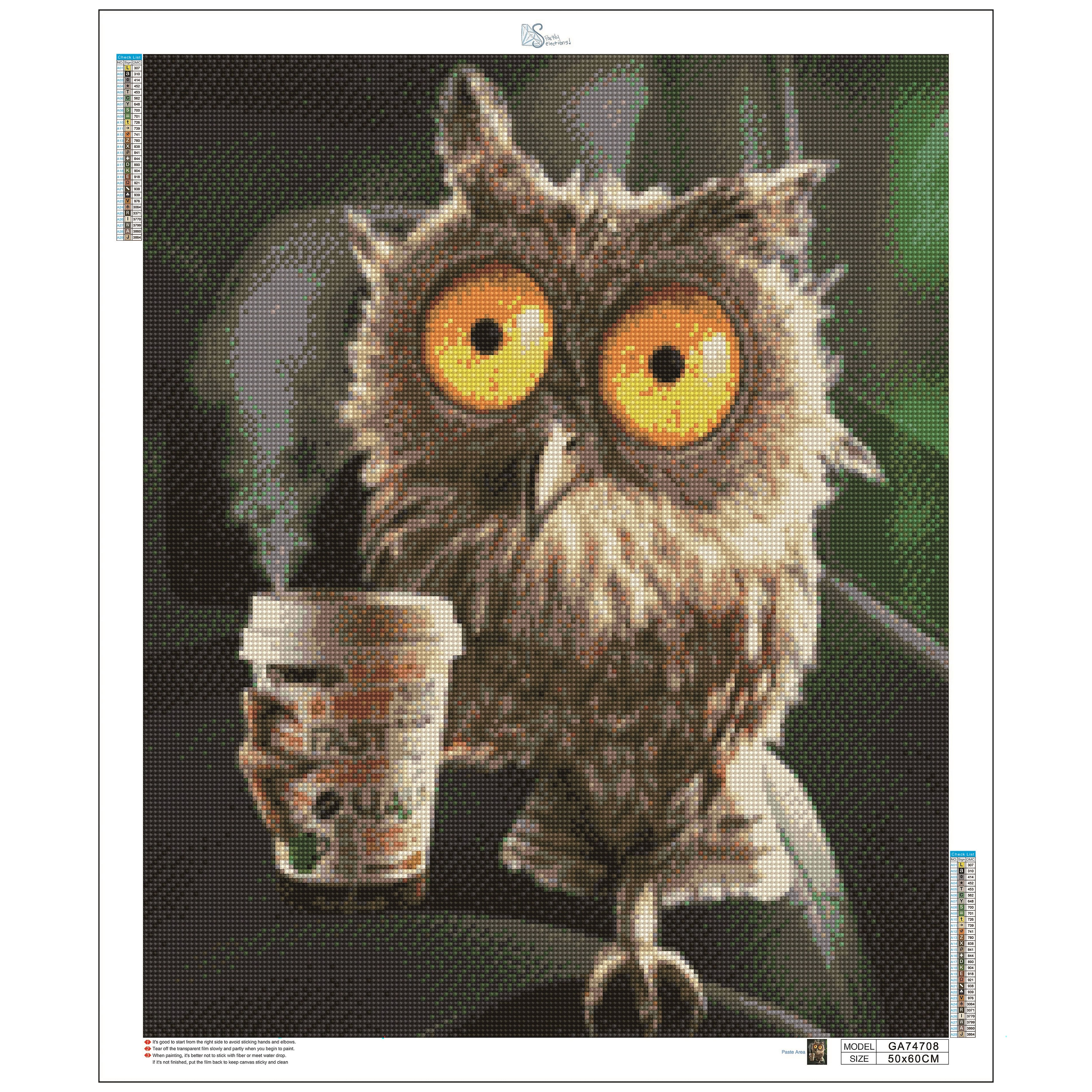 Sparkly Selections Java Owl Diamond Painting Kit, Square Diamonds ...
