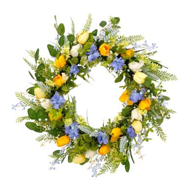 30'' Multicolored Tulip Floral Spring Wreath | Michaels