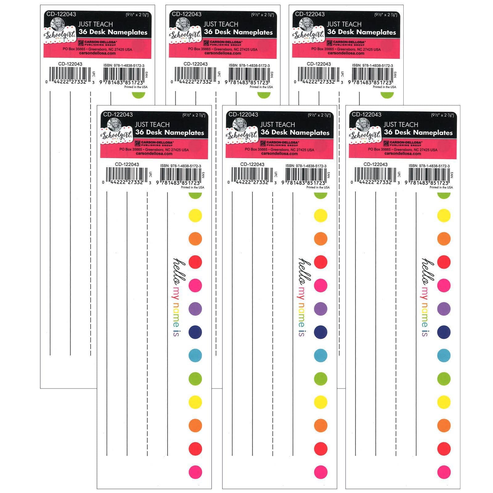 Schoolgirl Style™ Just Teach Nameplates, 6 Packs of 36 | Michaels