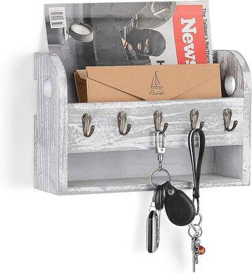 NEX™ Gray White Wood Wall Mounted Mail & Key Holder | Michaels