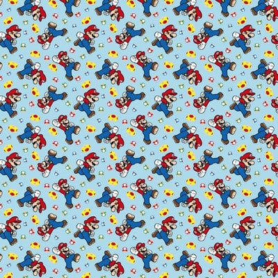 Nintendo® Mario Mushroom Light Blue Toss Cotton Fabric | Michaels