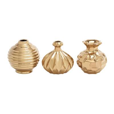 6" Gold Stoneware Glam Vase, 3ct. | Michaels