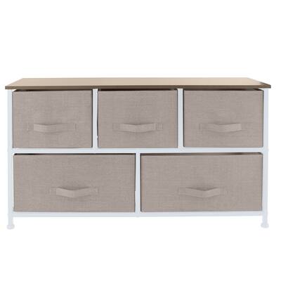 Simplify 5 Drawer Storage Dresser, Color: Beige | Michaels