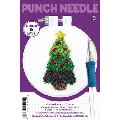 Design Works™ Round Christmas Tree Punch Needle Kit | Michaels