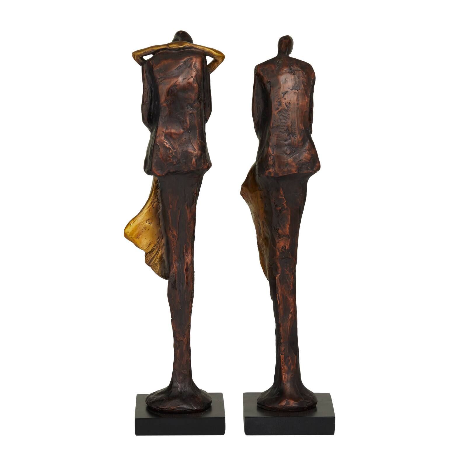 Bronze Polystone Modern People Sculpture, Set of 2" 4", 17" | Michaels