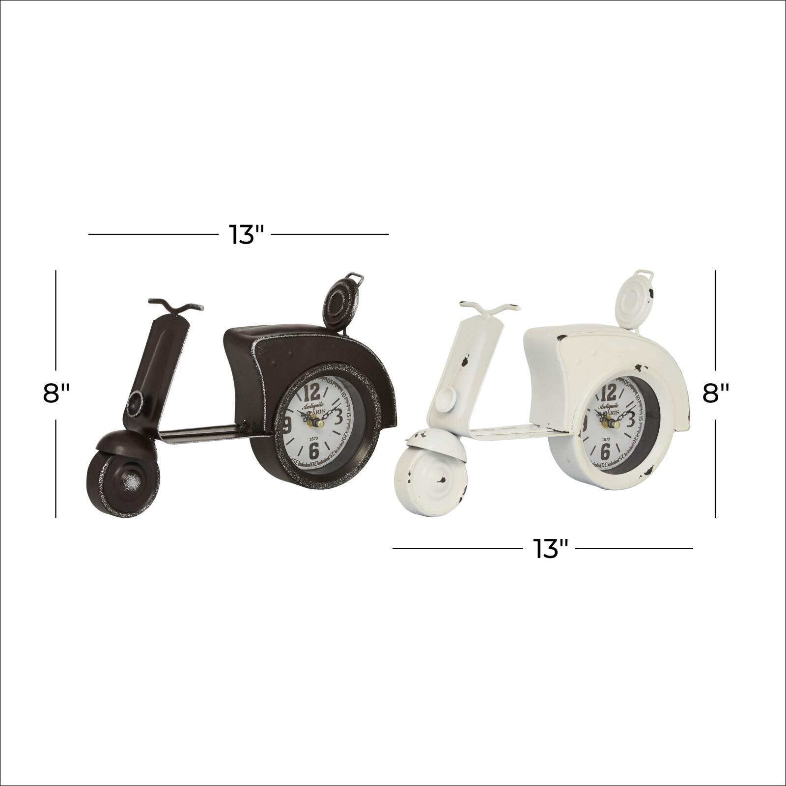 13" Black & White Metal Country Cottage Scooter Clock Set | Michaels