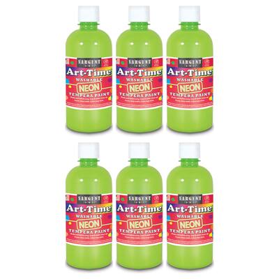 Sargent Art® Art-Time® 6 Piece Washable Neon Tempera Paint, 16oz ...