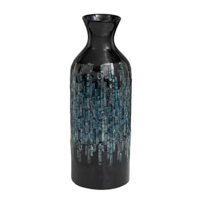 20" Black Capiz Shell Handmade Vase with Blue Ombre Design | Michaels