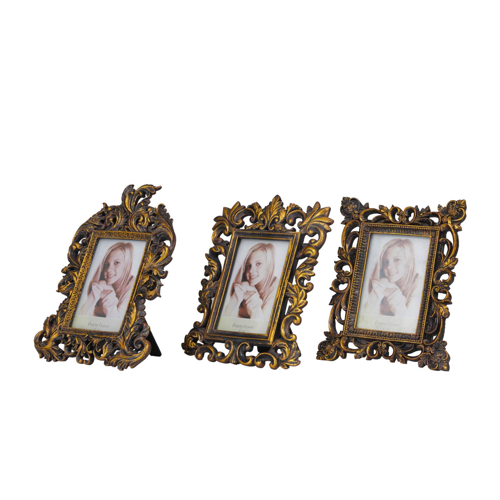 3 Pack Brass Polystone Traditional Photo Frames | Michaels