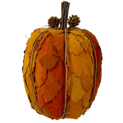 10" Orange & Brown Fall Harvest Tabletop Pumpkin | Michaels