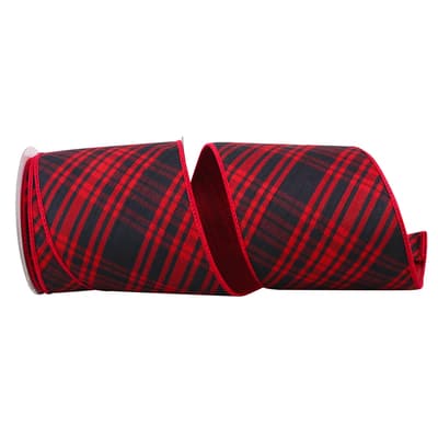 JAM Paper 4" x 10yd. Wired Buffalo Cabin Plaid Ribbon | Michaels