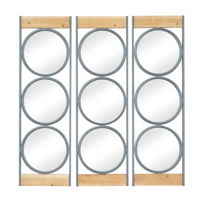 Set of 3 Black Iron Industrial Wall Mirror, 37" x 11" | Michaels