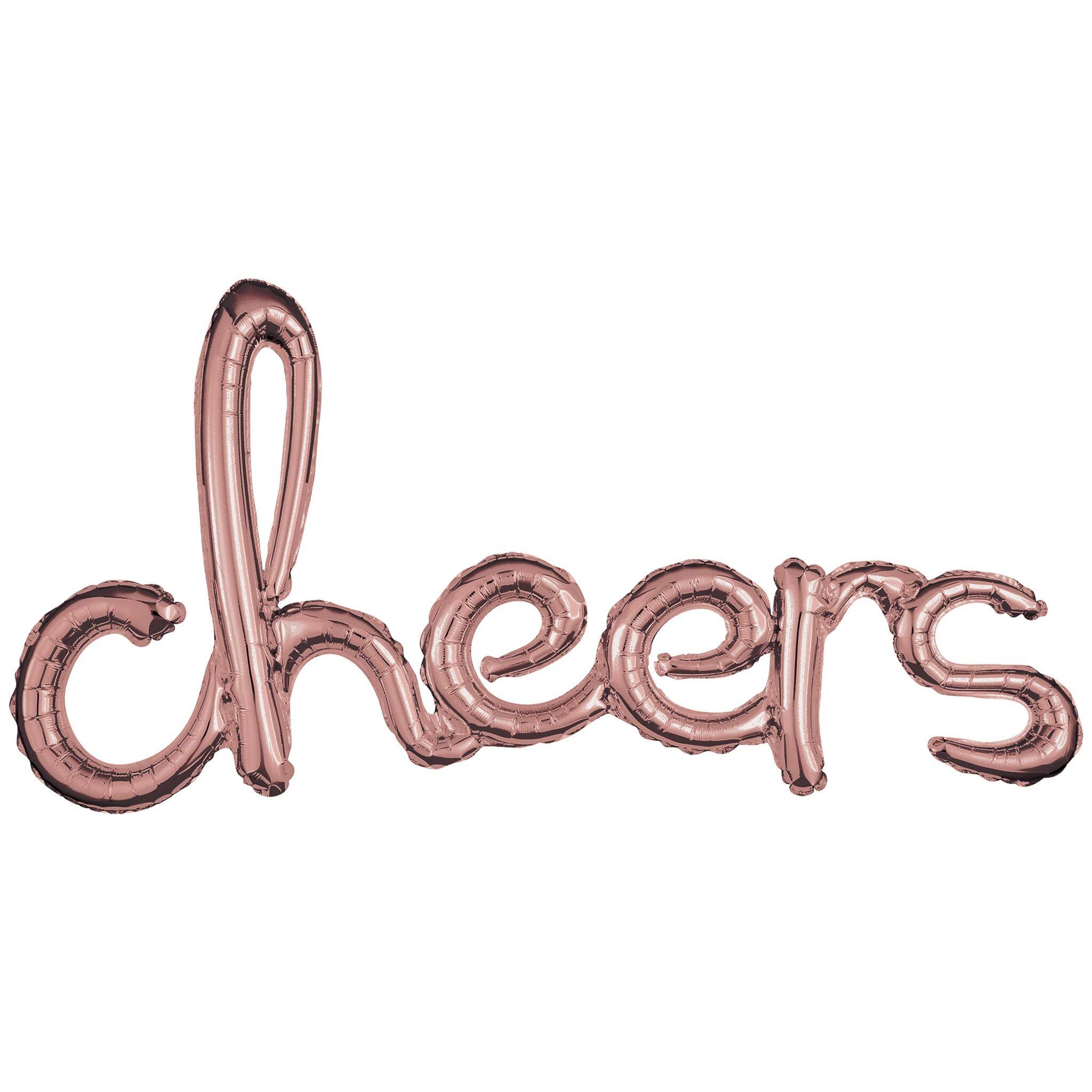 Rose Gold Cheers Cursive Letter Balloon Banner | Michaels
