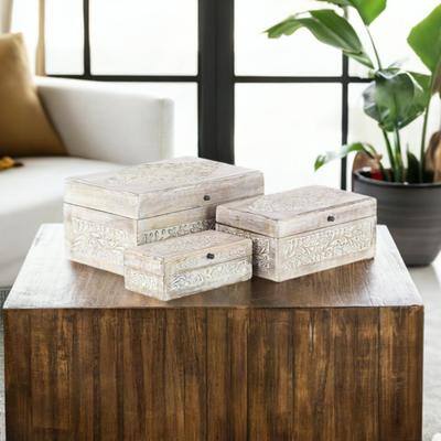 White Mango Wood Natural Box Set, 8", 10" & 12" | Michaels