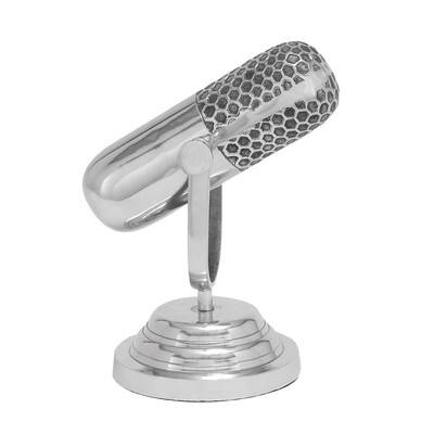 Silver Aluminum Traditional Sculpture, Microphone 9" x 9" x 6" | Michaels