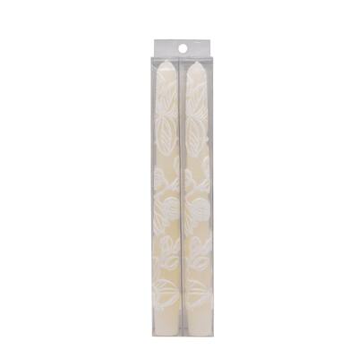 10" Floral Embossed Taper Candles, 2ct. by Ashland®, Color: Ivory ...