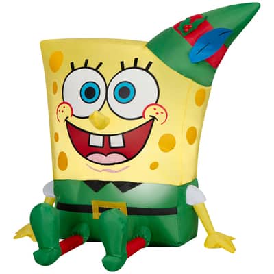 Airblown® 3ft Christmas Inflatable SpongeBob in Elf Outfit | Michaels