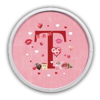 20" Valentine Things White Framed Round Monogram Print | Michaels