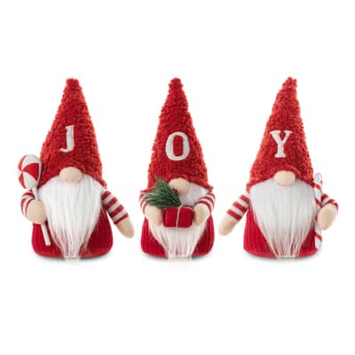 Glitzhome® JOY Christmas Gnome Fabric Décor, 3ct. | Michaels