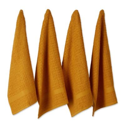 DII® Solid Honey Gold Waffle Terry Dish Towels, 4ct. | Michaels