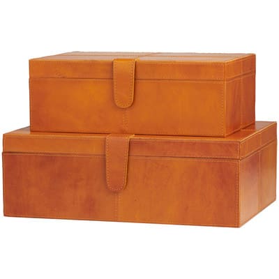 Brown Leather Storage Box Set | Michaels