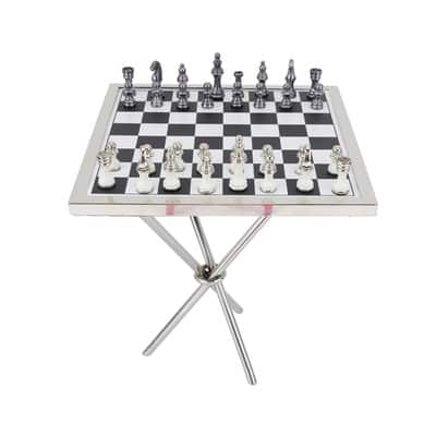 Silver Aluminum Contemporary Game Set Table, 4" x 25" x 22" | Michaels