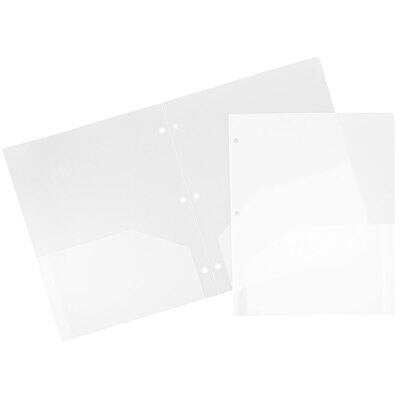 JAM Paper 3-Hole Heavy Duty Plastic Pocket Folder, 6ct., Color: Clear ...