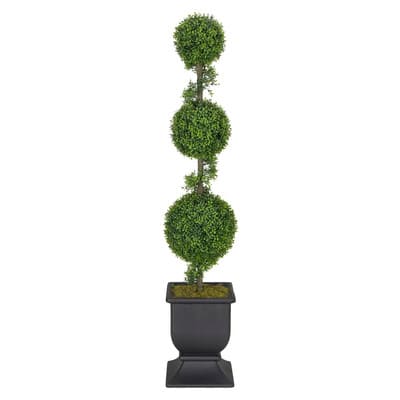 5ft. Topiary Triple Ball Boxwood Artificial Tree in Decorative Urn ...