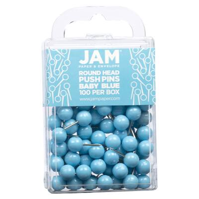 JAM Paper Colorful Round Push Pins, 100ct., Color: Baby Blue | Michaels