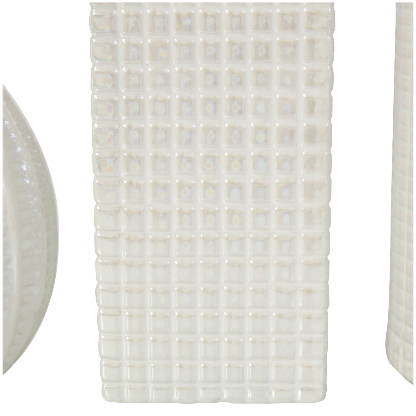 8" Cream Ceramic Geometric Textured Vase Set | Michaels