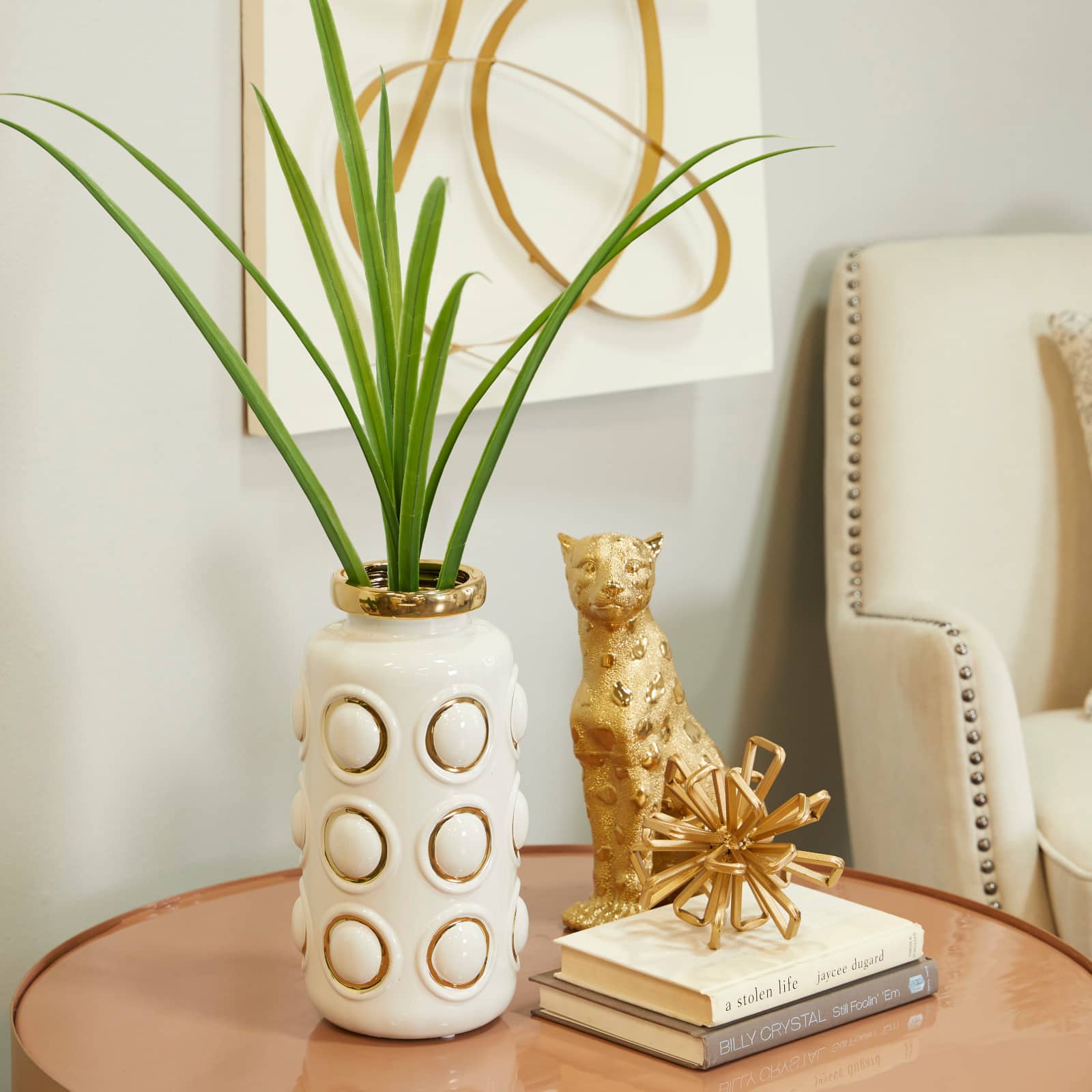 White Stoneware Contemporary Vase, 12" x 6" x 6" | Vases & Containers ...