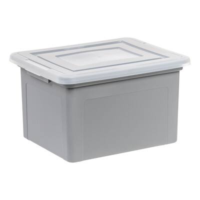 IRIS Gray & Clear 35qt. Snap Tight Plastic File Organizer Box With Lid ...