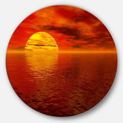 Designart - Sun Falling to Yellow Ocean' Large Seashore Metal Circle ...