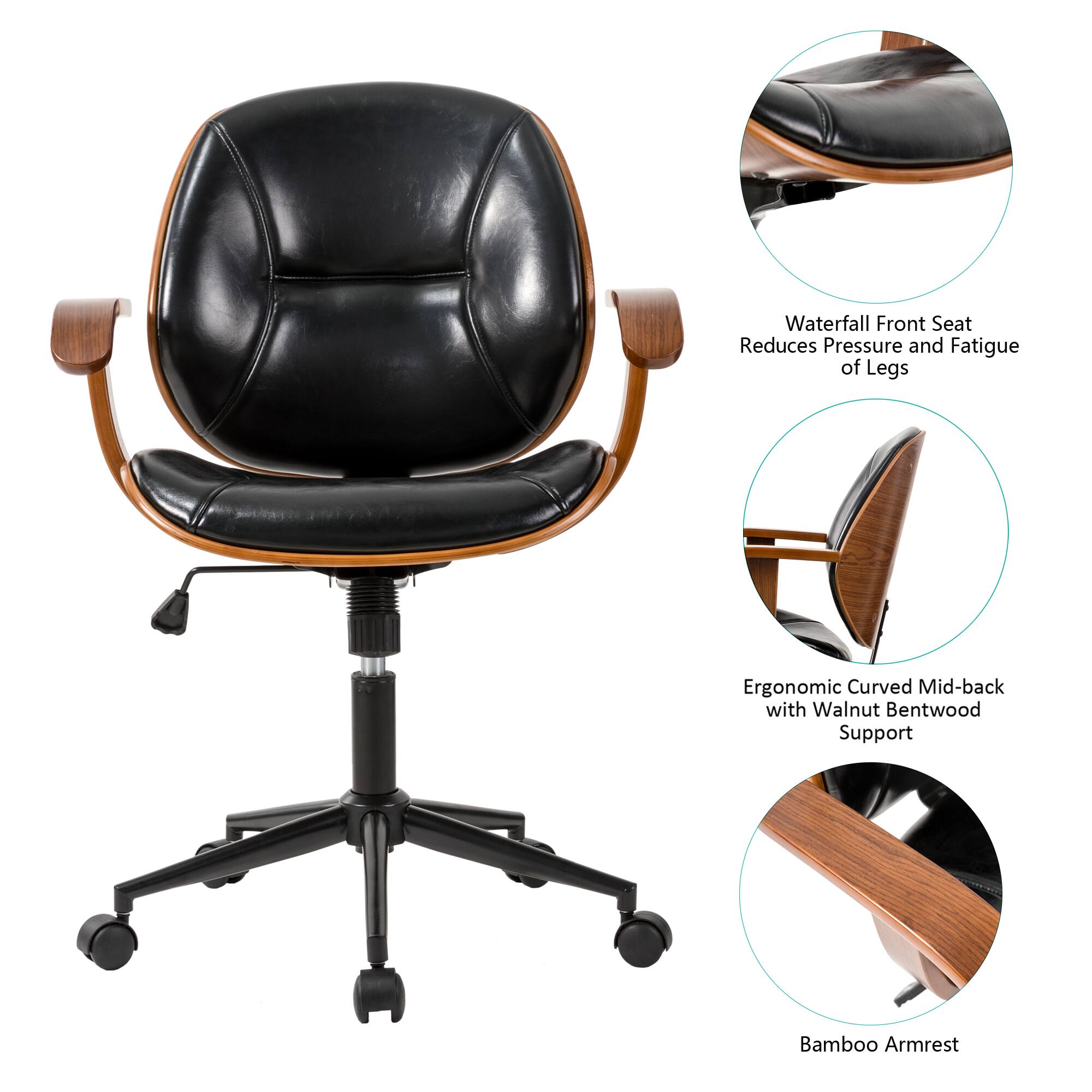 Glitzhome® 38" Leatherette Gaslift Adjustable Swivel Office Chair ...