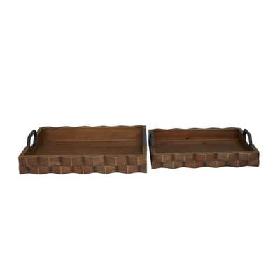 Dark Brown Modern Tray, Set of 2" 14", 16" | Michaels