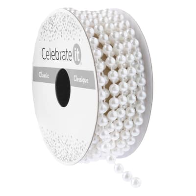 3/16" x 3yd. White Pearl Ribbon by Celebrate It® Classic | Michaels