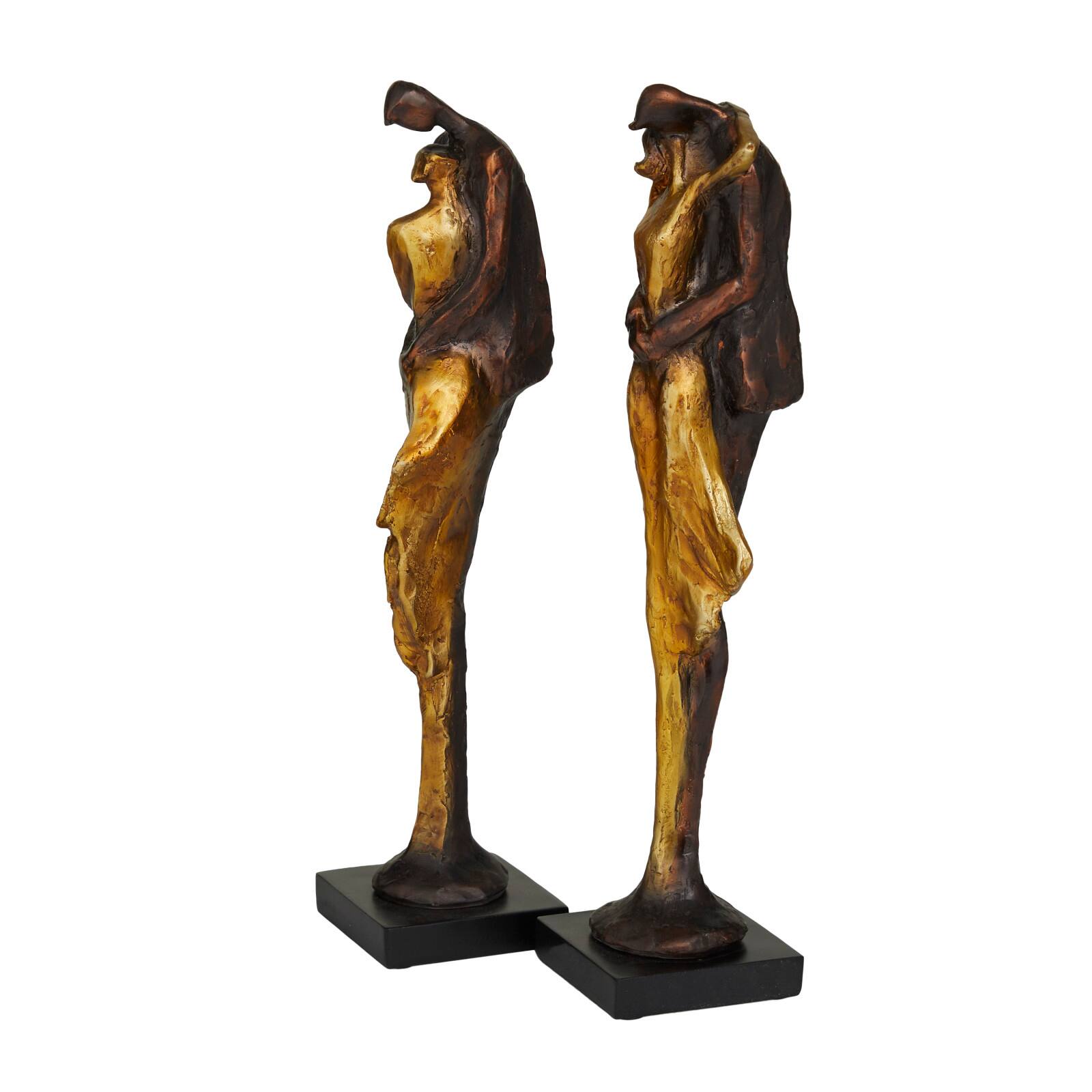 Bronze Polystone Modern People Sculpture, Set of 2" 4", 17" | Michaels