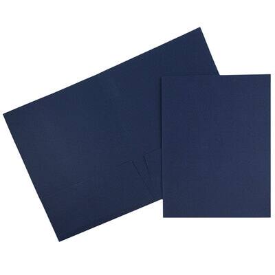 JAM Paper Navy Blue 2-Pocket Textured Linen Business Folders, 50ct ...