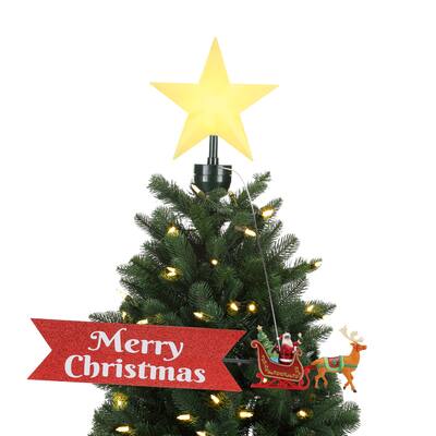 Santa's Sleigh Believe Banner Animated Christmas Tree Topper | Michaels