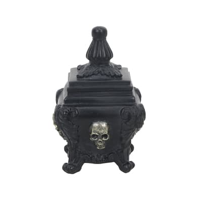 6.25" Black Ornate Skull Container with Lid by Ashland® | Michaels
