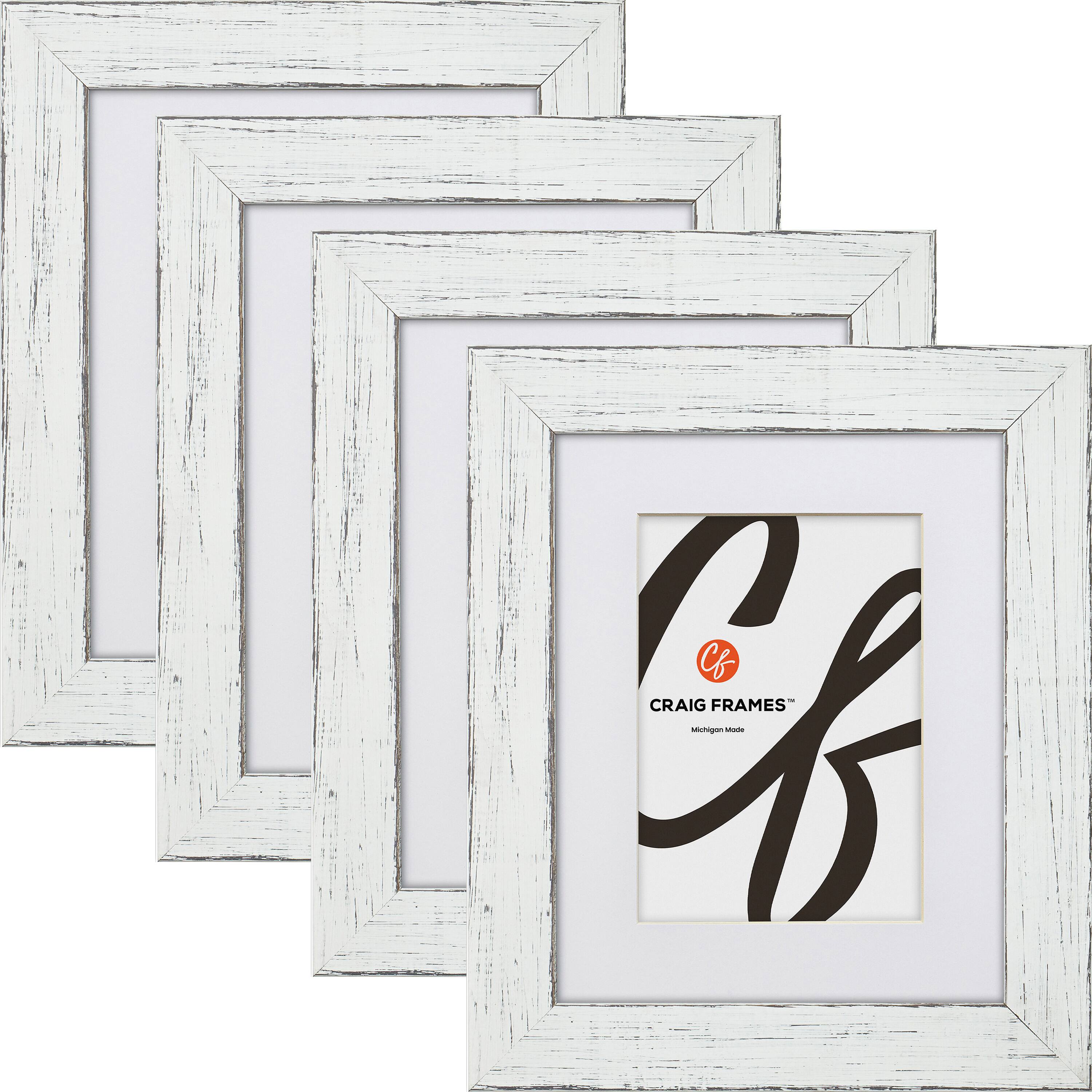 Craig Frames 4 Pack: Jasper Marshmallow Weathered White Picture Frame with Mat | Michaels