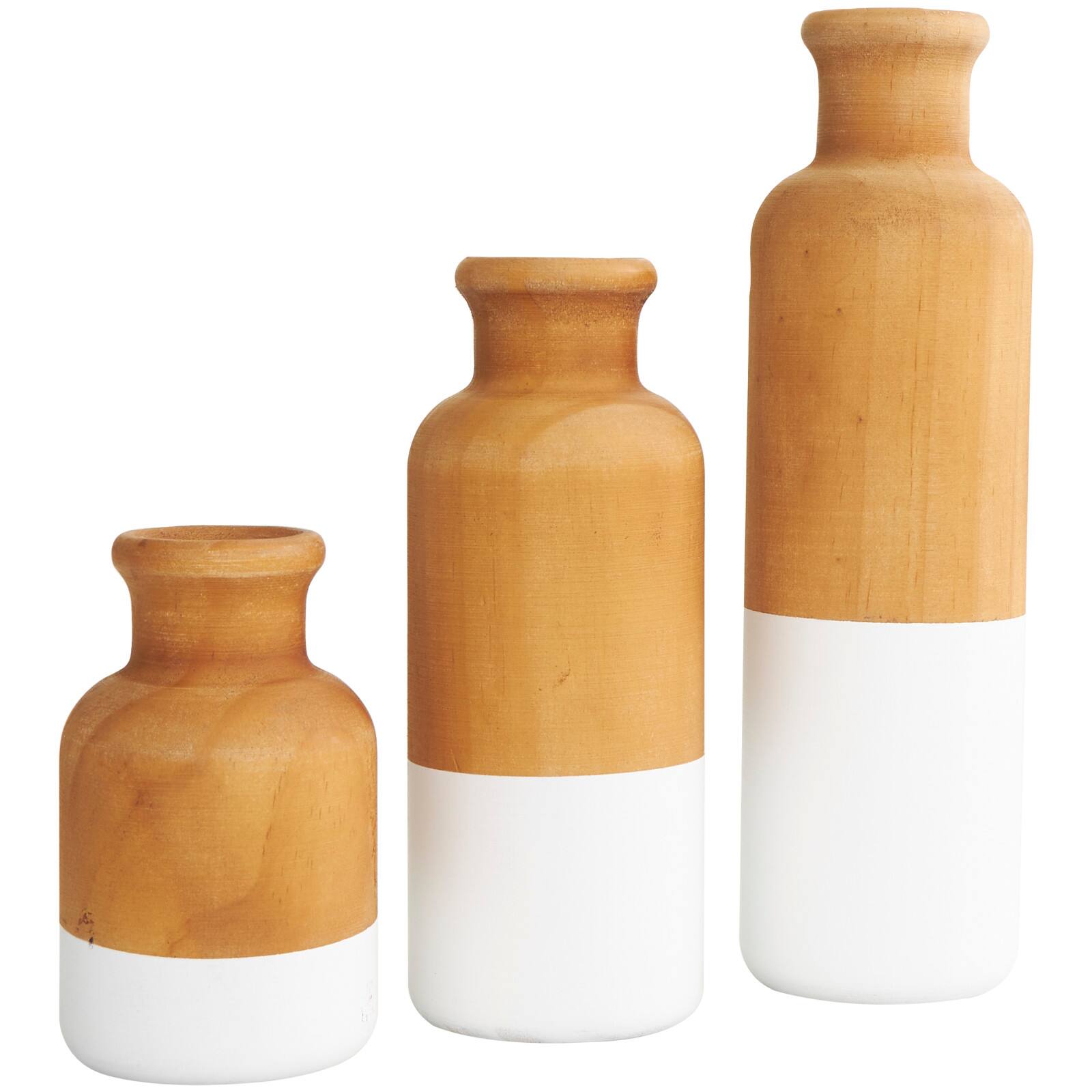 Brown Wood Colorblock Vase with White Bases Set | Michaels