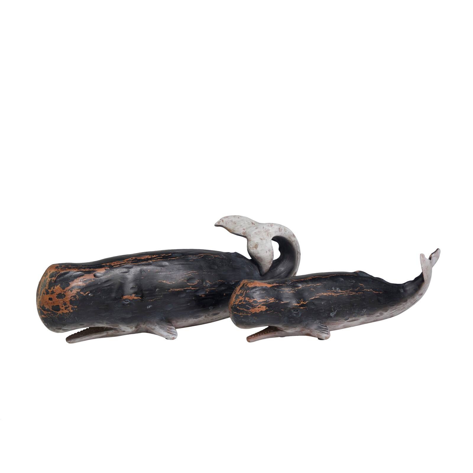 Black Distressed Whale Sculpture Set | Michaels