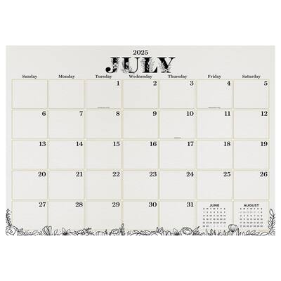 July 2025 - June 2026 Medium Floral Desk Pad Monthly Blotter Calendar ...